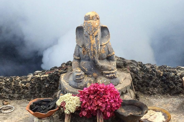 Lord Ganesha's idol atop the active volcano, Mount Bromo in Indonesia..!