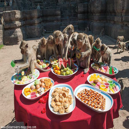 The Monkey Buffet Festival at Lopburi, Thailand..!!